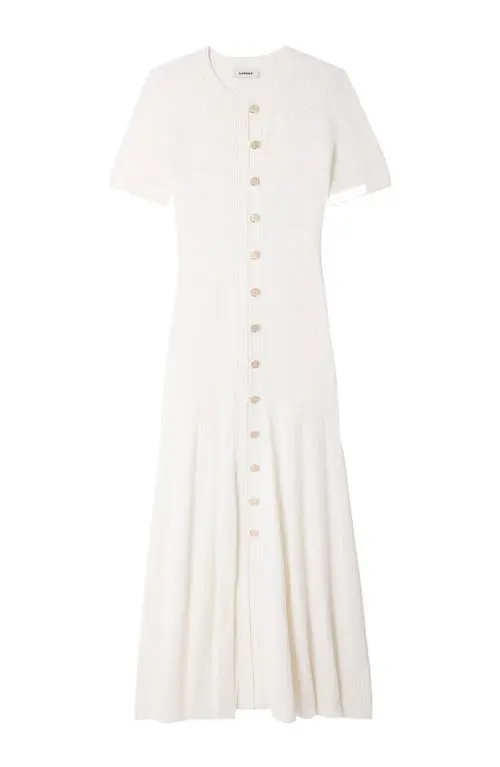 Sandro Knit Button-up Maxi Dress - Ecru