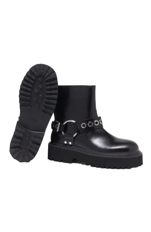 Maje Leather Biker Boots