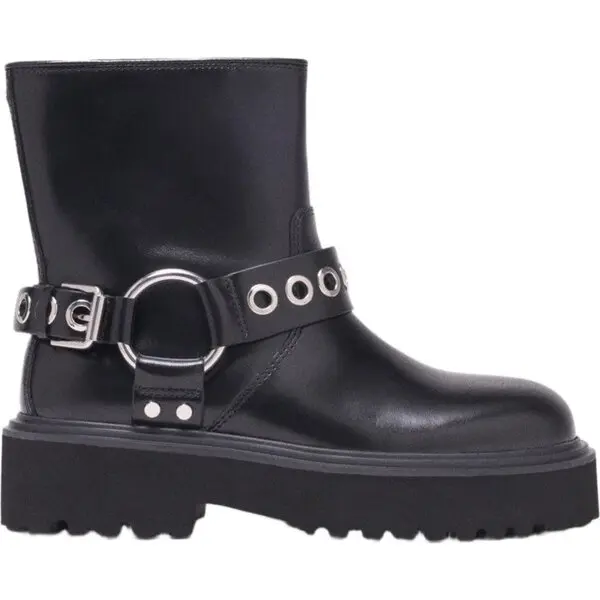Maje Leather Biker Boots - Black