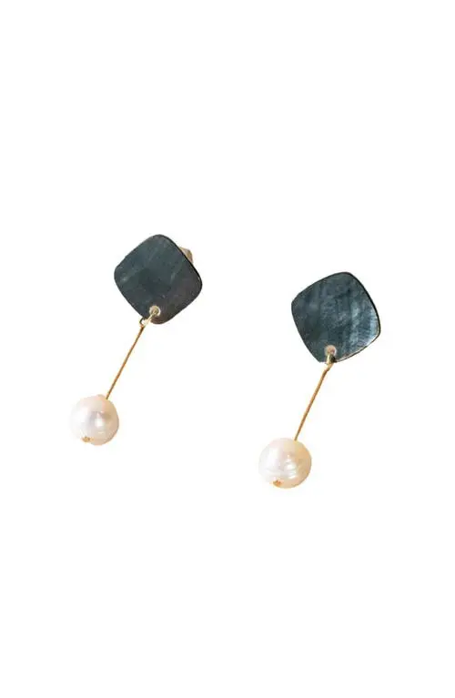 LIKHA Mother-of-pearl Diamond & Pearl Drop Earrings - Black