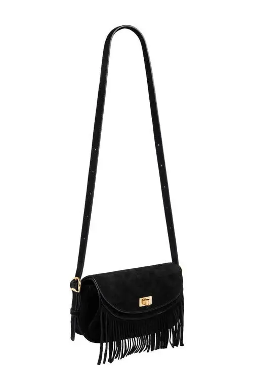 Sandro Mini Mambo Suede Bag - Black