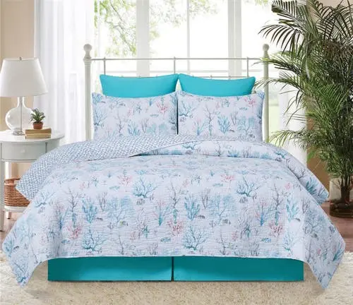 C&F HOME St. Vincent Coastal Beach Cotton Quilt Set Reversible And Machine Washable