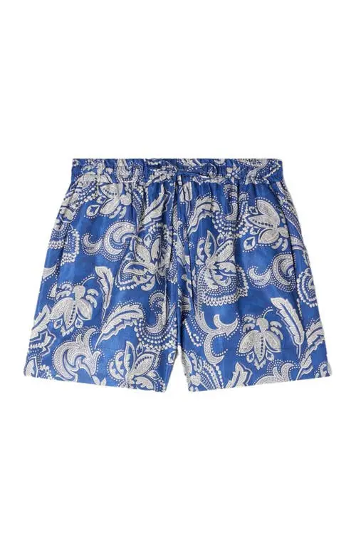 Sandro Floral Print Hot Pants - Blue/ecru
