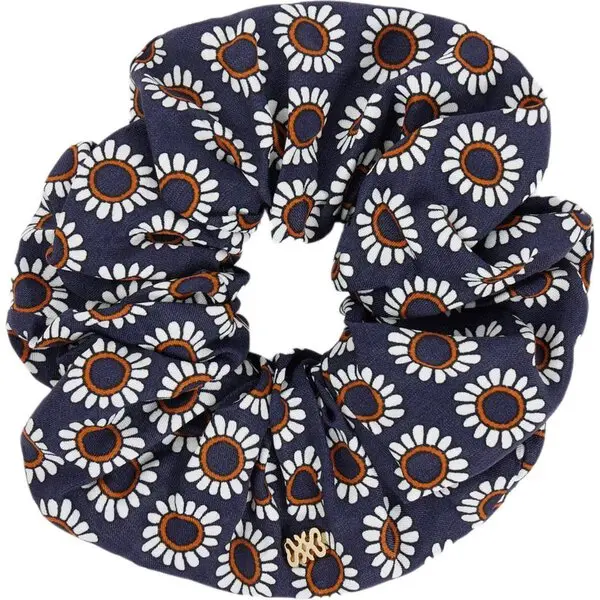 Sandro Floral Print Scrunchie - Deep Blue/ocher