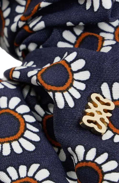 Sandro Floral Print Scrunchie - Deep Blue/ocher