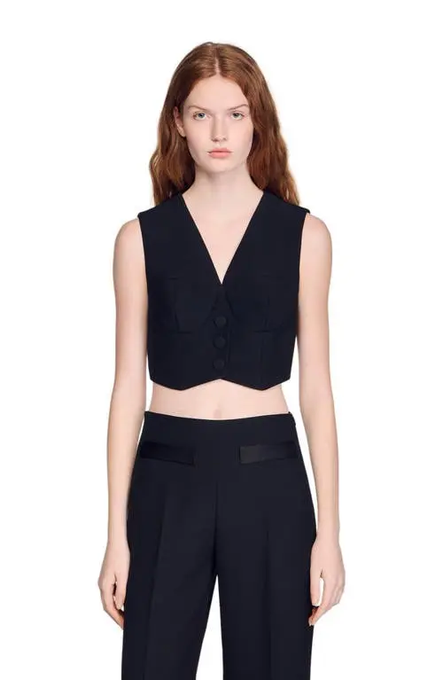 Sandro Jacket-style Crop Top
