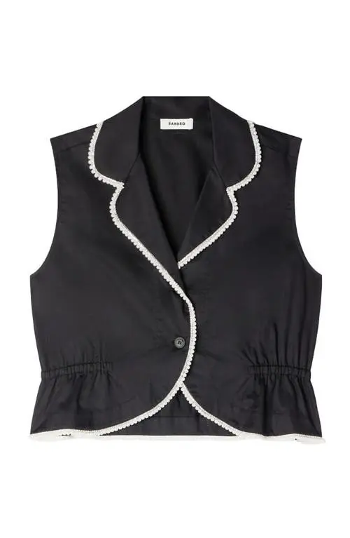 Sandro Beaded Collar Sleeveless Top