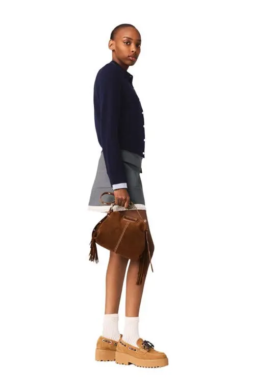 Maje A-line Wool Blend Skirt With Pleated Ruffle