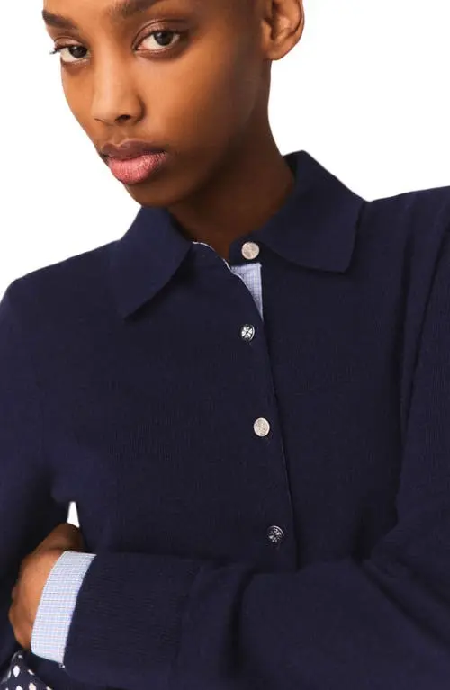 Maje Polo Cardigan With Removable Trims