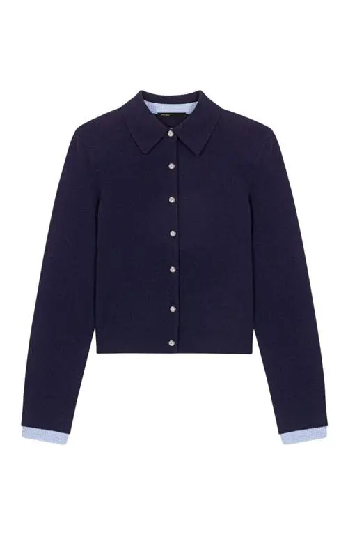 Maje Polo Cardigan With Removable Trims