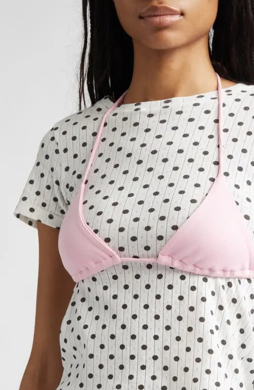 Sandy Liang Effie Bikini Top Layered Pointelle Baby Tee