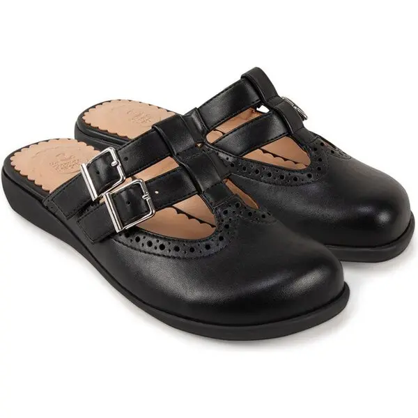 Hot Chocolate Design Mary Jane Clogs With Double Buckle Straps And Perforated Detailing - Blackout