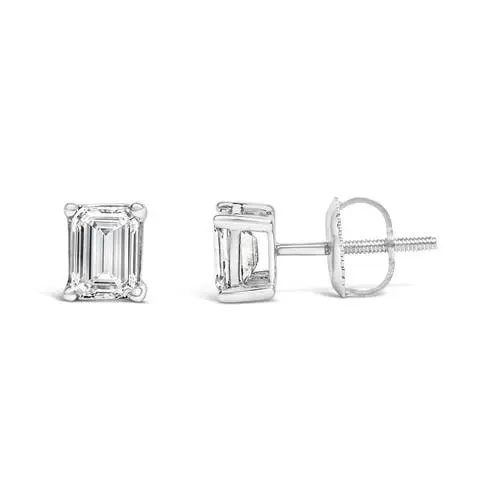 HAUS OF BRILLIANCE 14k Gold 1 1/2 Ct Emerald Lab-grown Diamond Solitaire Stud Earrings - White