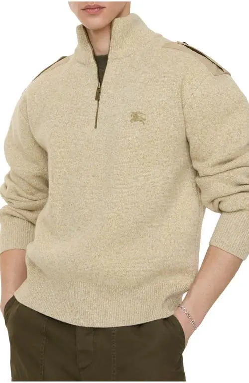 Burberry Wool Cashmere Half-zip Sweater - Hamper Beige