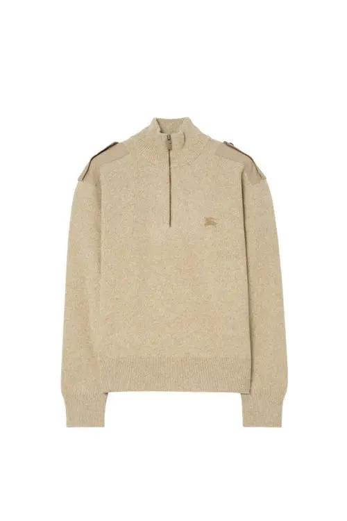 Burberry Wool Cashmere Half-zip Sweater - Hamper Beige