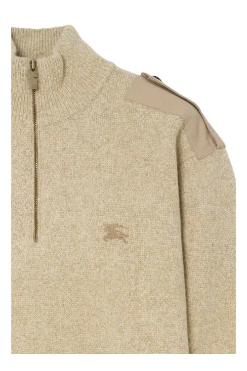Burberry Wool Cashmere Half-zip Sweater - Hamper Beige