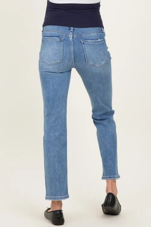 PINKBLUSH Ankle Slim Straight Leg Maternity Jeans - Blue