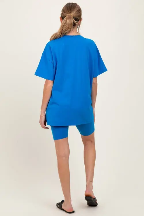 PINKBLUSH Biker Shorts Maternity Set - Aqua