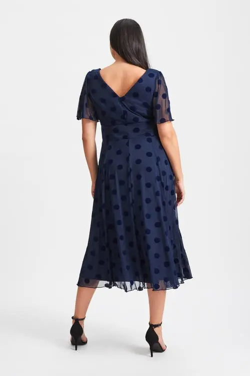 SCARLETT & JO Victoria Velvet Flock Midi Dress