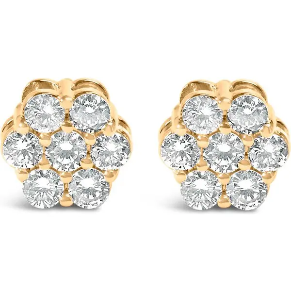 HAUS OF BRILLIANCE 14k Gold 3/4 Ct Diamond Floral Stud Earrings - Yellow