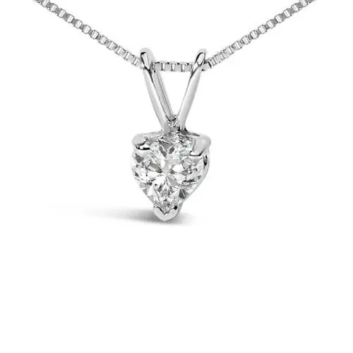 HAUS OF BRILLIANCE 14k Gold 1/4cttw Heart Shaped Lab Grown Diamond Pendant Necklace - White