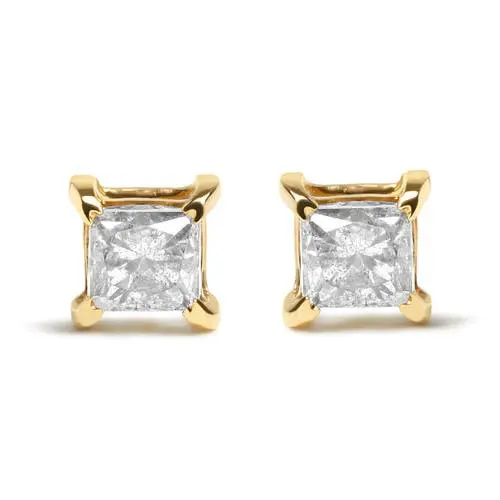 HAUS OF BRILLIANCE 10k Plated Silver 5/8 Cttw Diamond Stud Earrings - Yellow