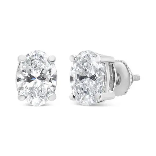HAUS OF BRILLIANCE 14k Gold 1.00 Cttw Lab Grown Oval Diamond Stud Earrings - White
