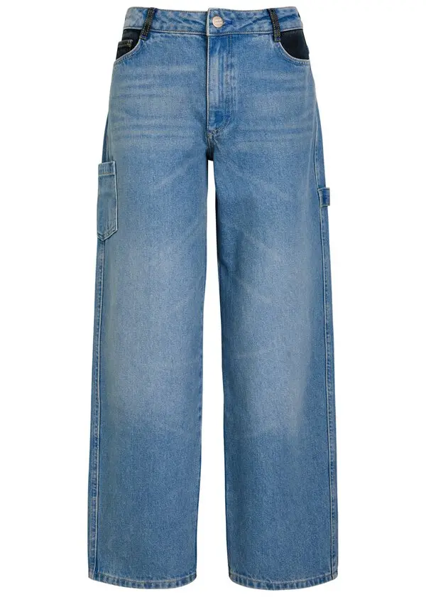 DAMSON MADDER Drew Embroidered Relaxed Straight-leg Jeans - Denim
