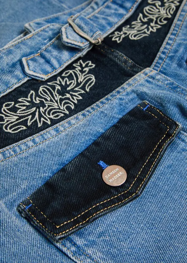 DAMSON MADDER Drew Embroidered Relaxed Straight-leg Jeans - Denim