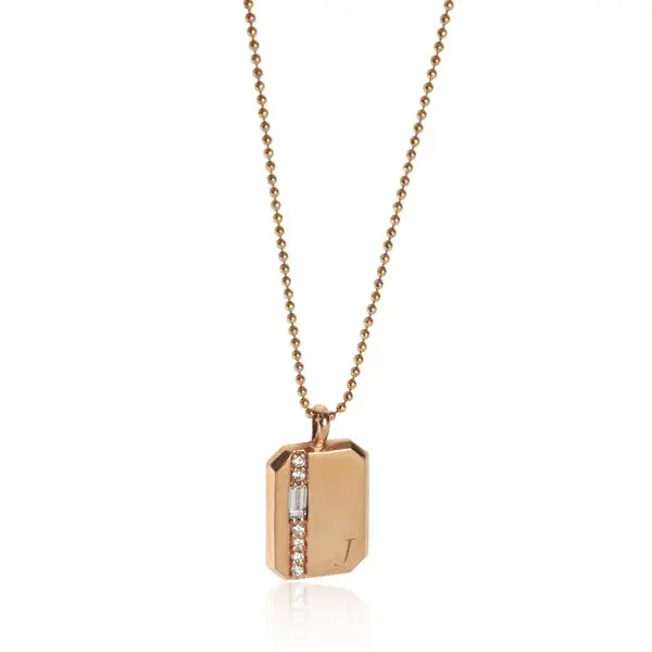 MYGEMMA Rose Gold Diamond Initial J Pendant Necklace - Rose_gold