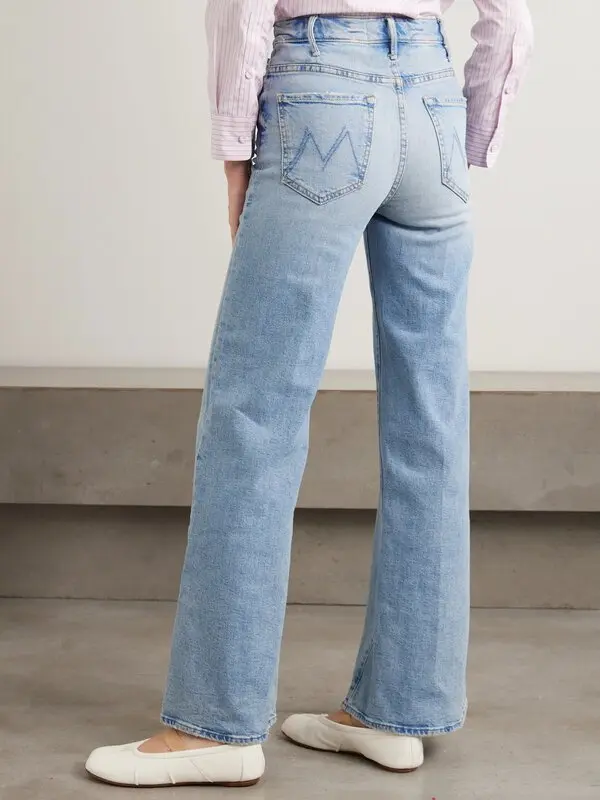 MOTHER The Hustler Roller Sneak High-rise Wide-leg Jeans - Blue
