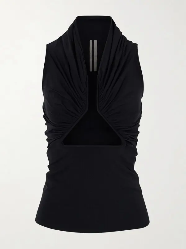 Rick Owens Cutout Gathered Jersey Top