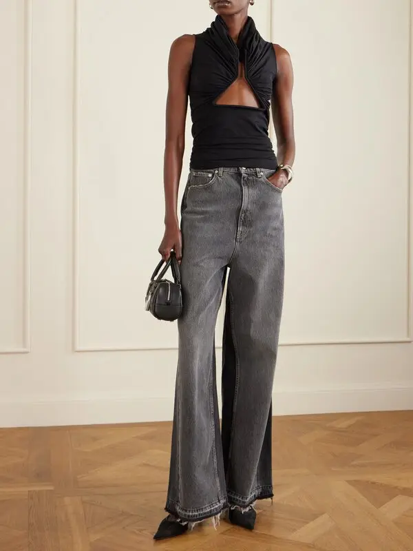 Rick Owens Cutout Gathered Jersey Top