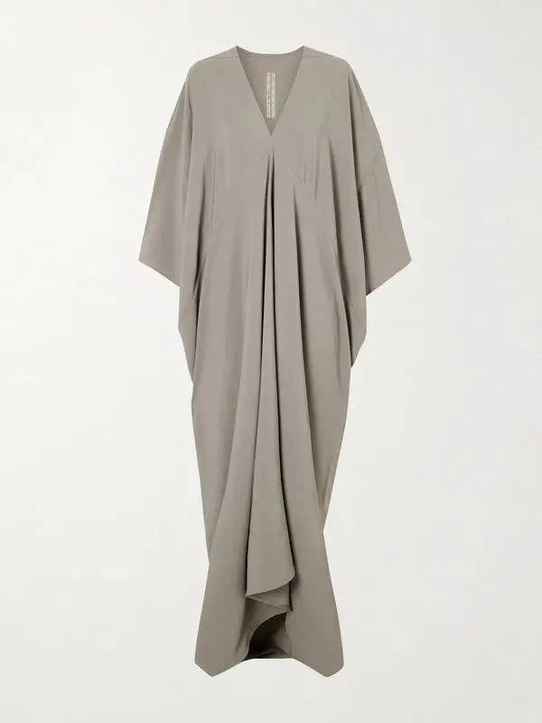 Rick Owens Tommykite Draped Crepe Maxi Dress - Gray