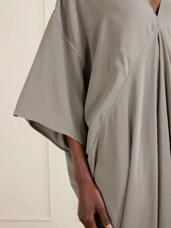 Rick Owens Tommykite Draped Crepe Maxi Dress - Gray