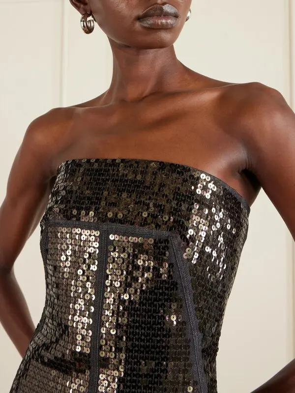 Rick Owens Sequined Denim Strapless Top