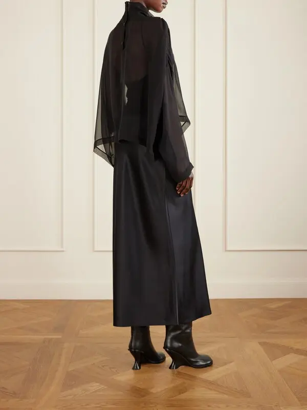 Rick Owens Jumbo Tabard Silk-chiffon Turtleneck Blouse