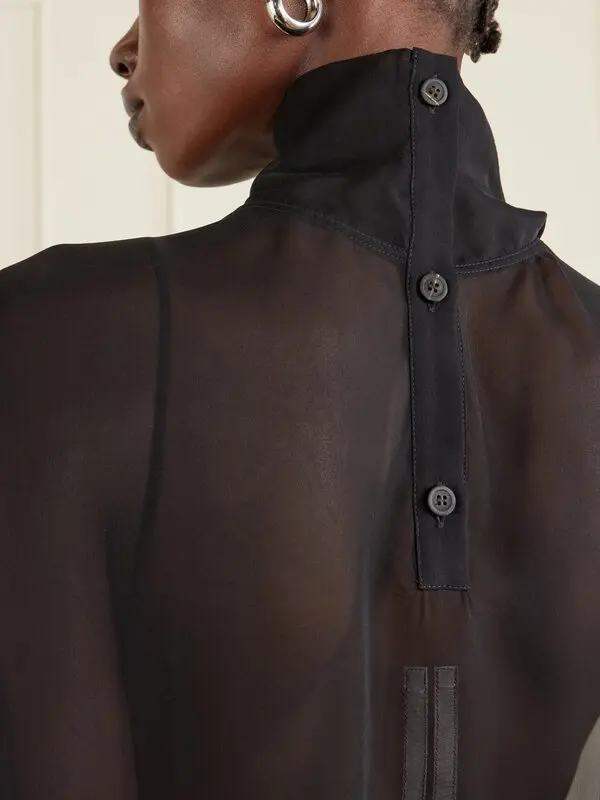 Rick Owens Jumbo Tabard Silk-chiffon Turtleneck Blouse