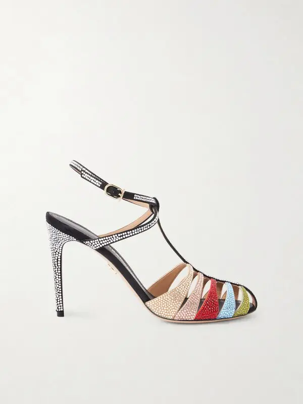 FERRAGAMO Lipa 95 Crystal-embellished Suede Sandals - Multi