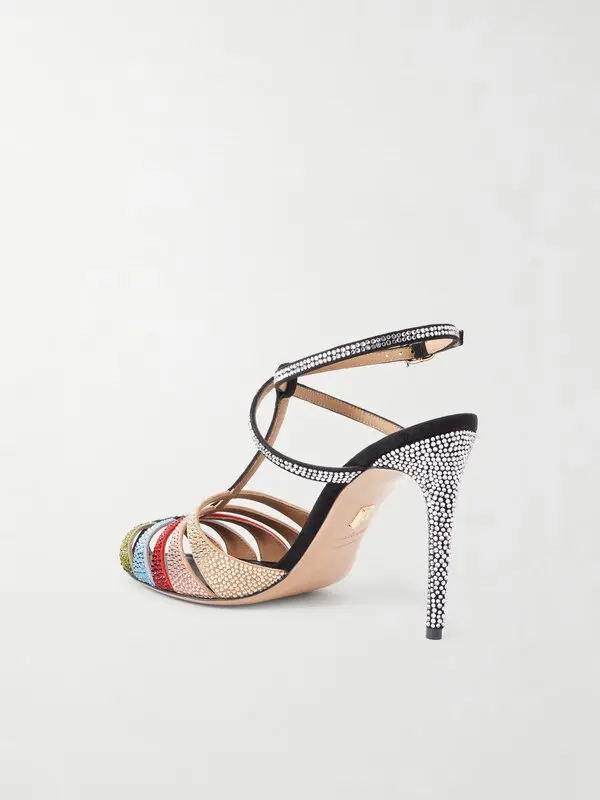 FERRAGAMO Lipa 95 Crystal-embellished Suede Sandals - Multi
