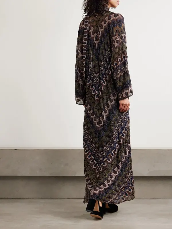 Buy Missoni Tie-detailed Striped Metallic Crochet-knit Dress