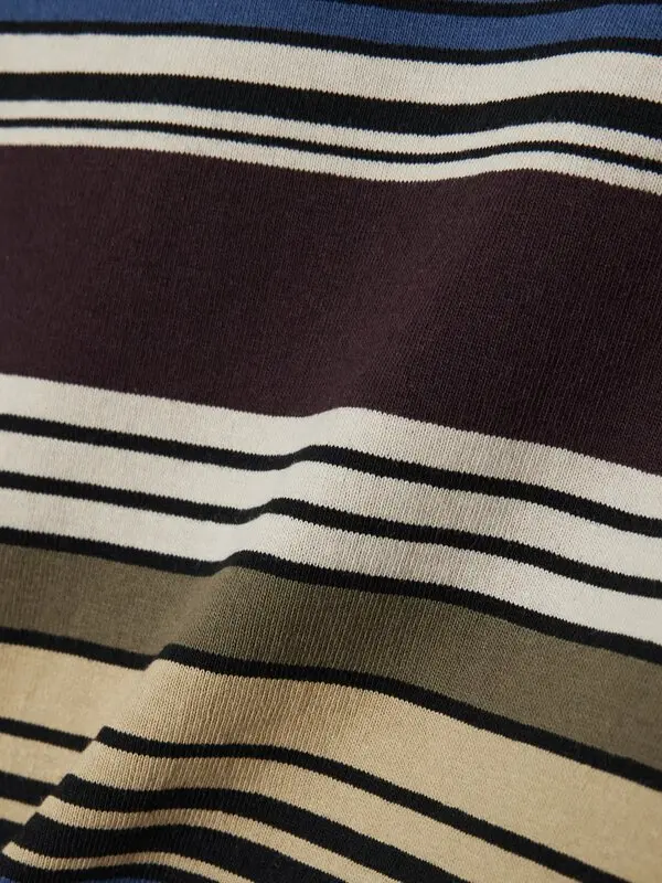 Sacai Piqué-paneled Pleated Striped Cotton T-shirt