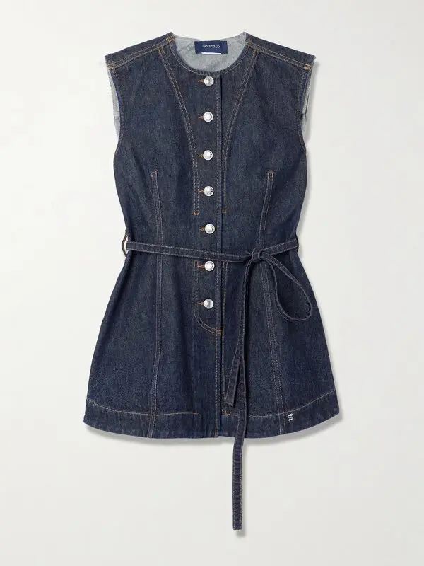 Sportmax Spddominio Belted Denim Vest - Blue
