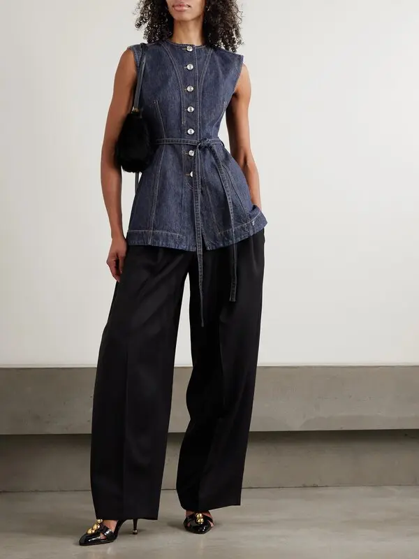 Sportmax Spddominio Belted Denim Vest - Blue