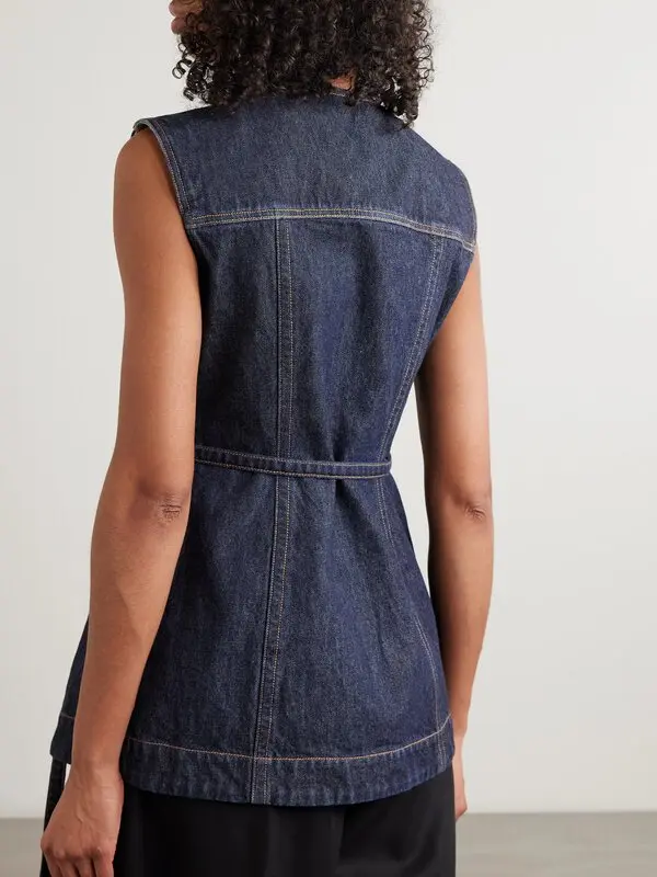 Sportmax Spddominio Belted Denim Vest - Blue