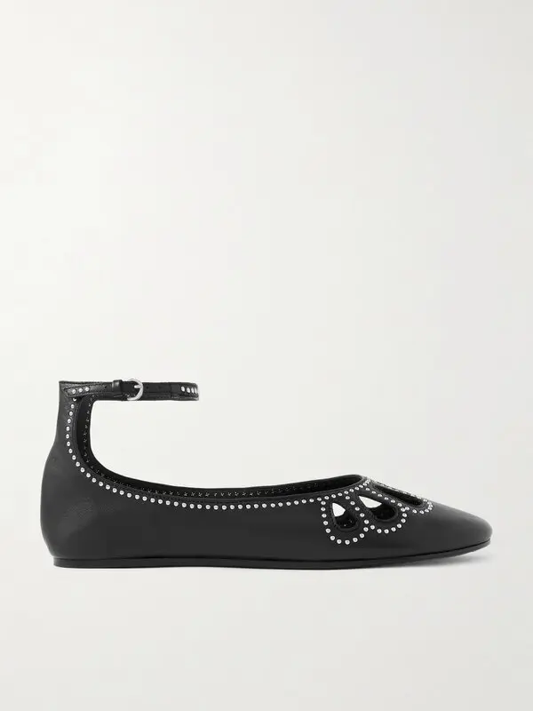 MARANT ETOILE Bloris Studded Leather Ballet Flats - Black