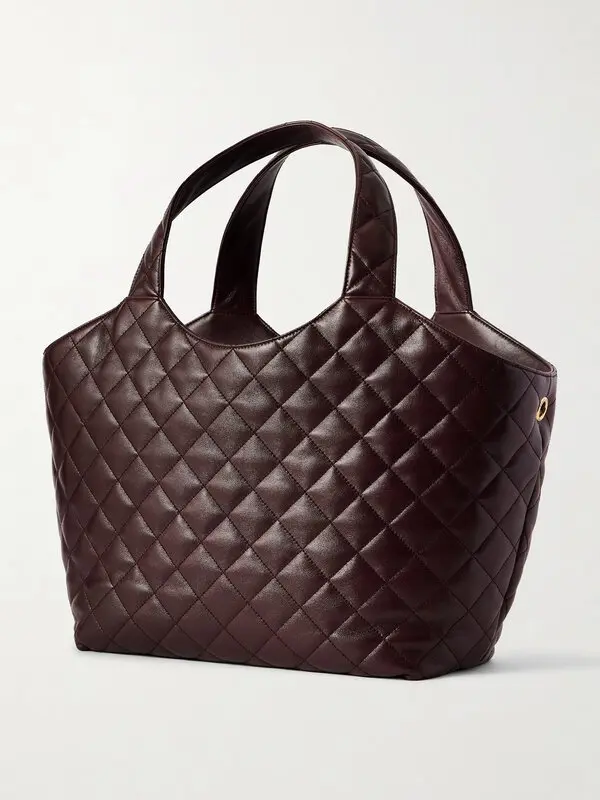 Saint Laurent Icare Medium Quilted Leather Tote - Purple
