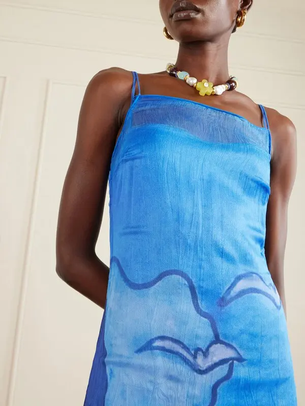 DONDE ESTEBAN Es Vedra Printed Crinkled Silk-chiffon Maxi Dress