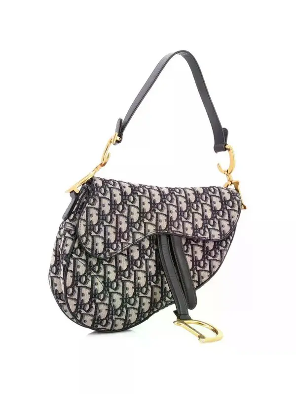 Dior Saddle Oblique Canvas Shoulder Bag - Blue