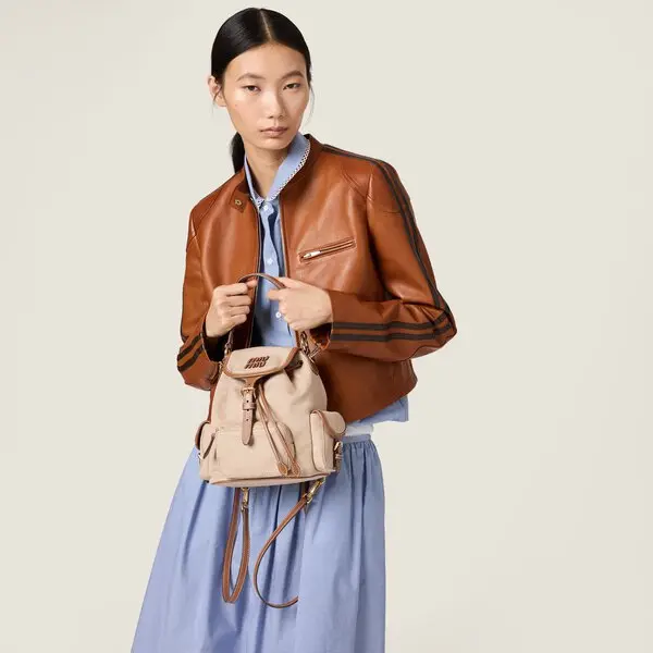 Miu Miu Canvas And Leather Backpack